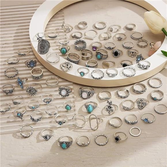 Jewelry | 17 Mile 82 Pcs Vintage Silver Knuckle Rings Set For Women ...